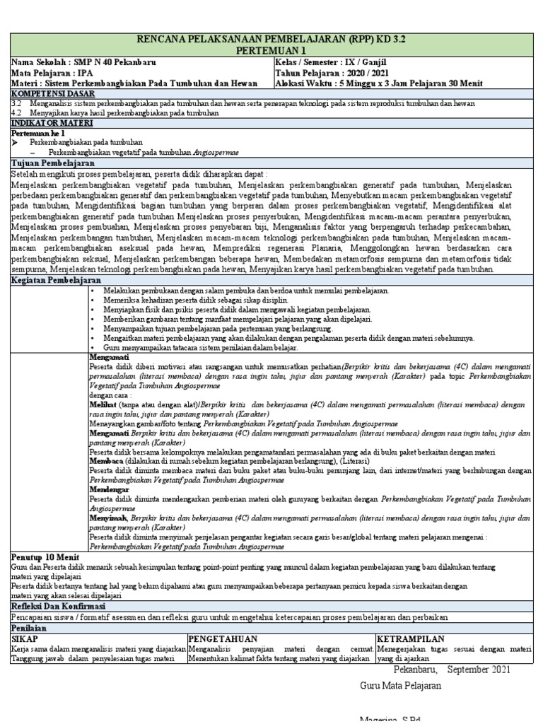 RPP Dan LKPD Pertemuan 1 Bab 2 | PDF