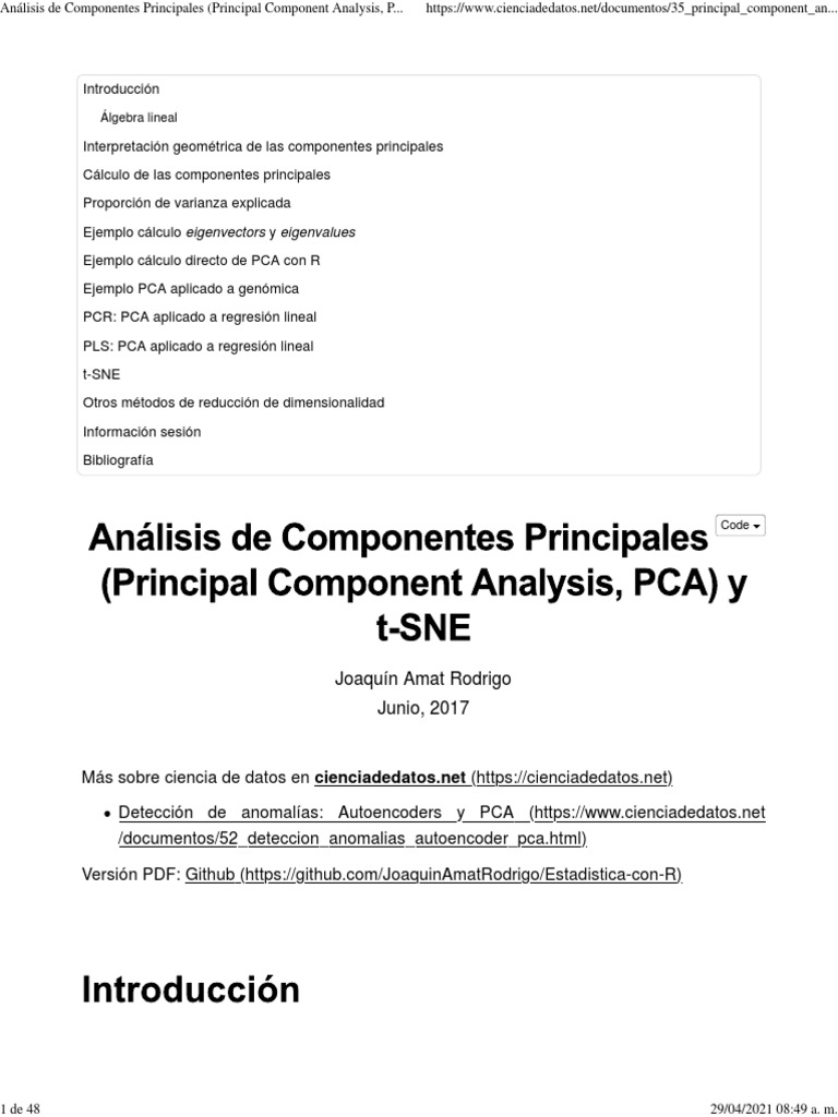 Análisis de Componentes Principales (Principal Component Analysis, PCA ...