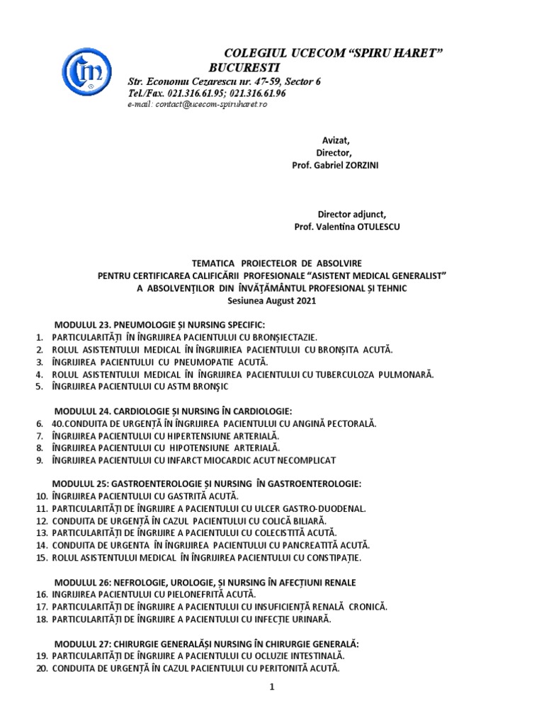 Teme Proiecte Amg 2021 | PDF