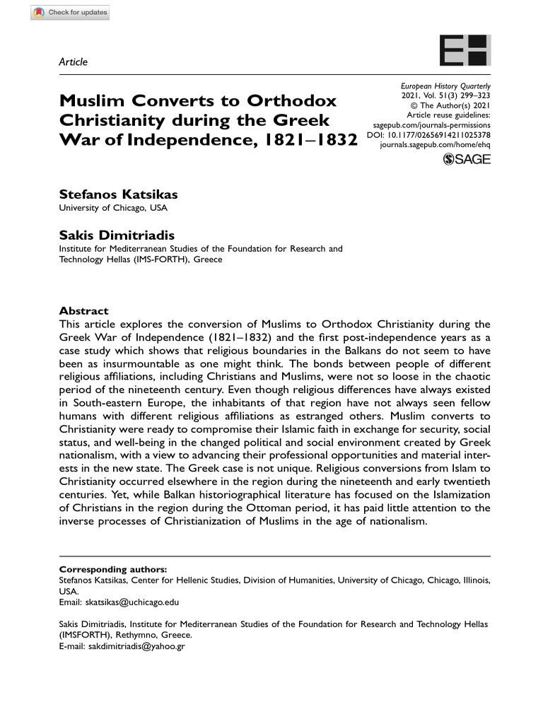 Muslim Converts To Orthodox Christianity | PDF | Greece | Ottoman Empire