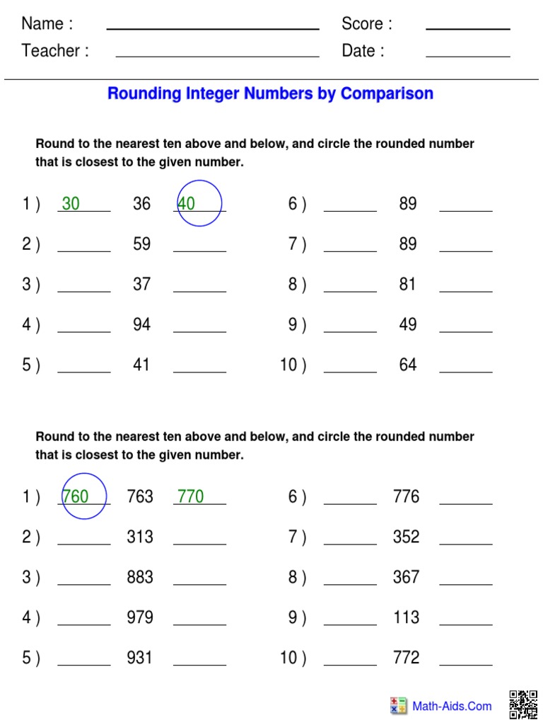 Rounding Integer Numbers by Comparison | PDF