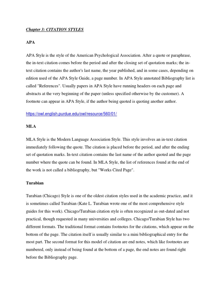 Lesson 3-CITATION STYLES | PDF | Citation | A Manual For Writers Of ...