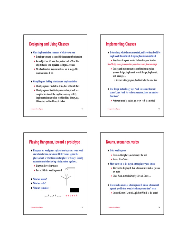 Designing and Using Classes Implementing Classes: Mysides Myrollcount ...