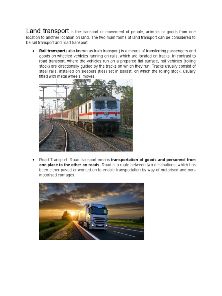 Types of Land Transportation | PDF | Social Science | Travel
