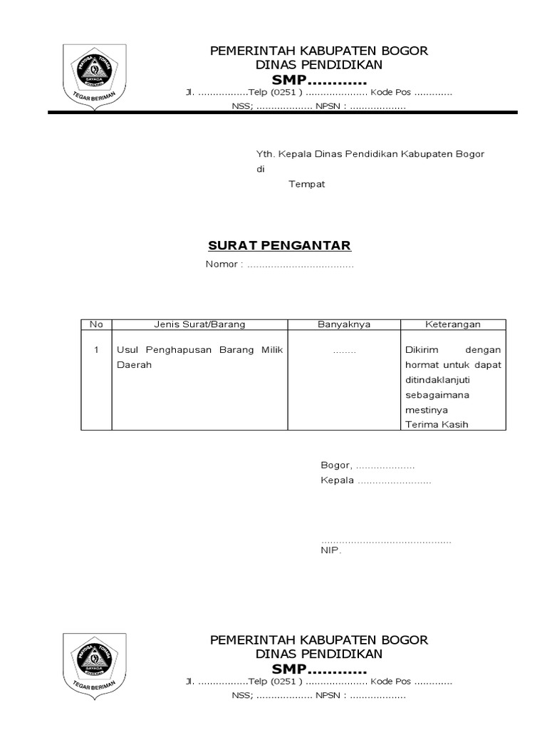 Contoh Surat Usul Penghapusan Barang Milik Daerah | PDF