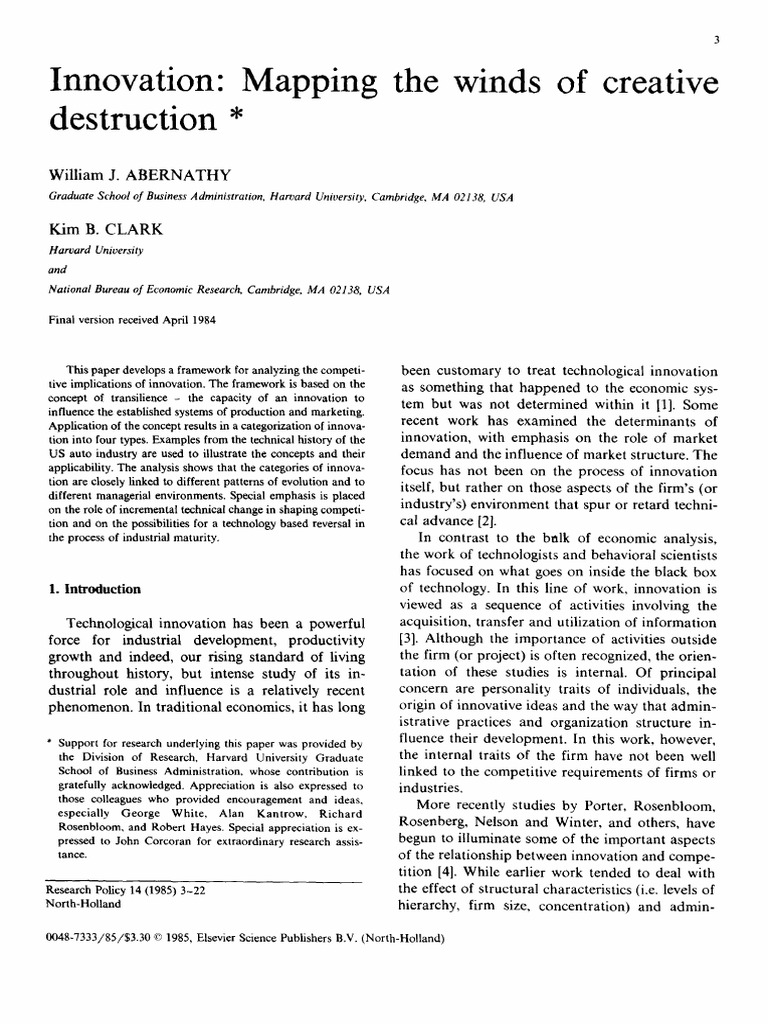 Abernathy & Clark - 1984 | PDF | Innovation | Market (Economics)