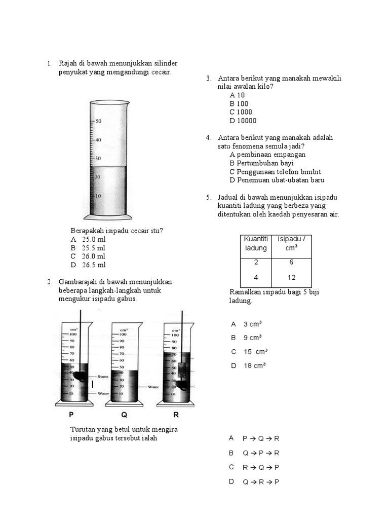 Soalan Objektif Sains Tingkatan 1 | PDF