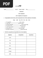 Underlining Adjectives Worksheet | PDF