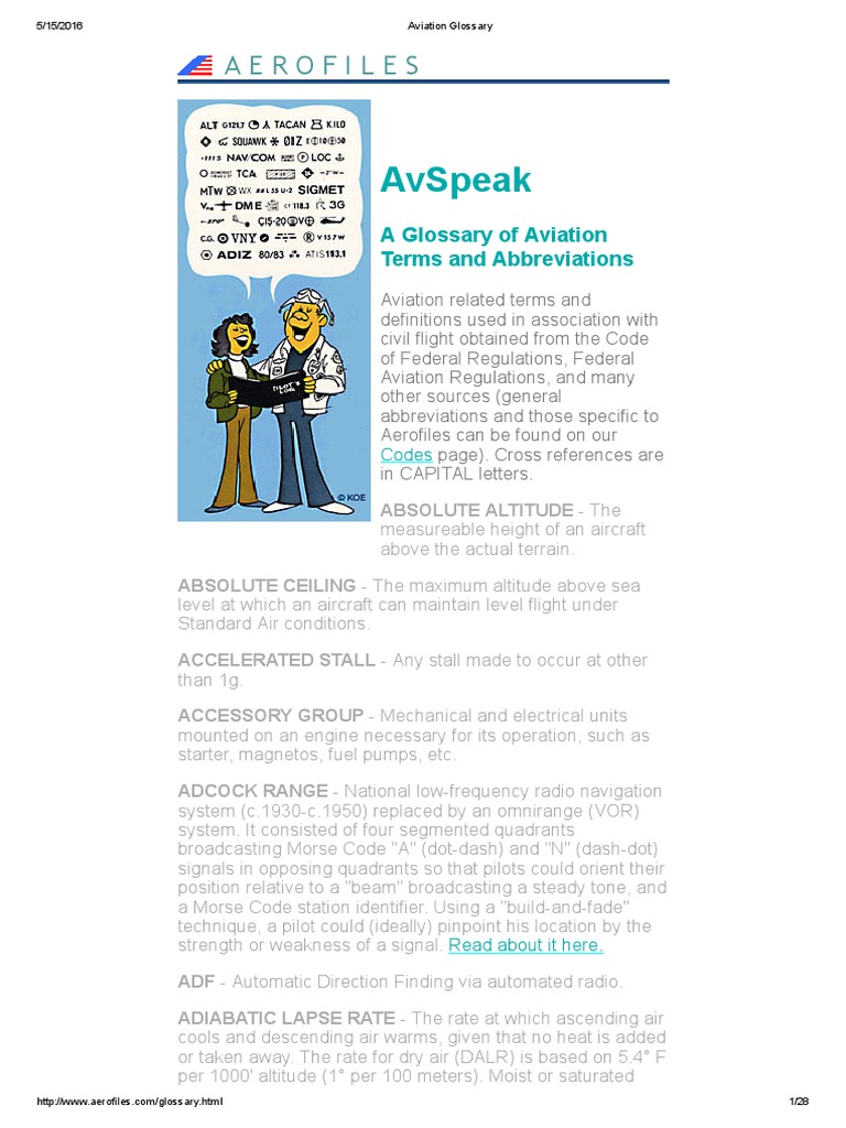 Aviation Terms and Definitions Glossary | PDF | Instrument Flight Rules ...