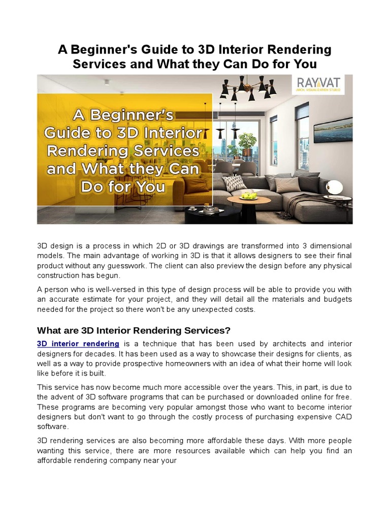 A Beginner's Guide To 3D Interior Rendering Services and What They Can ...