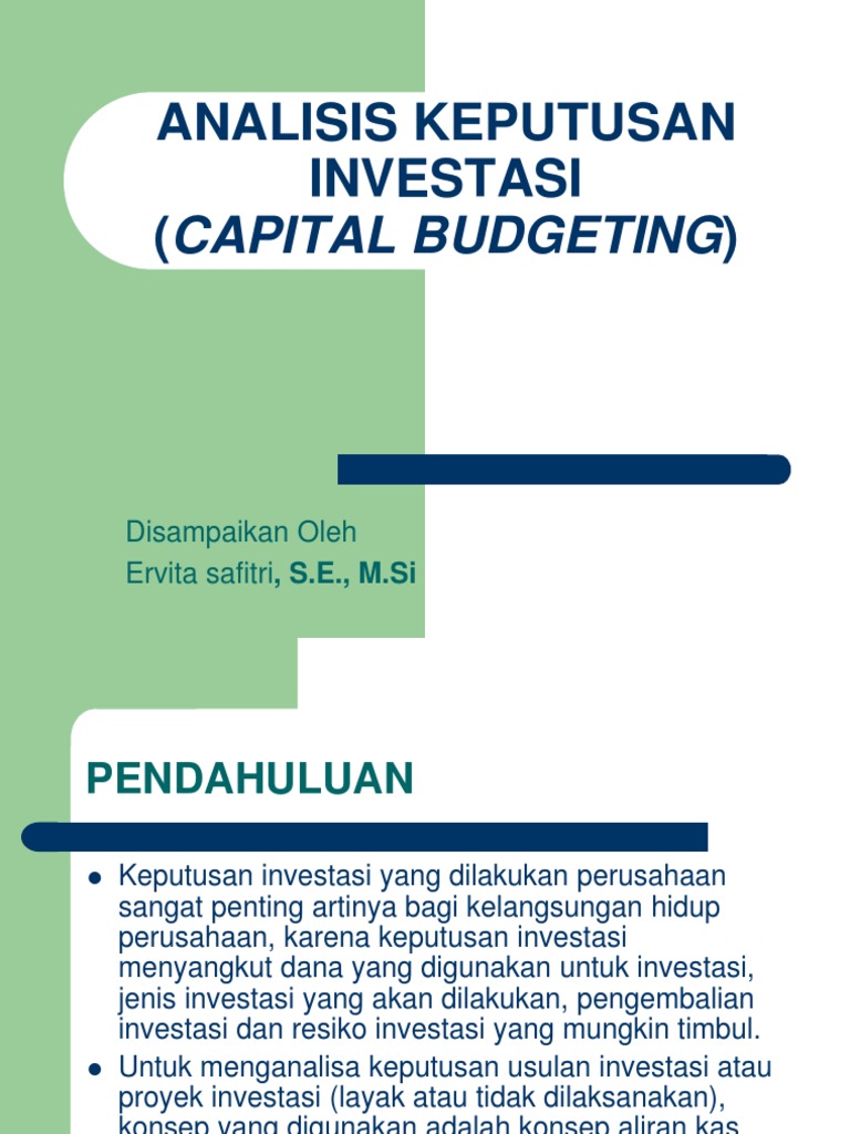 Analisis Investasi: Metode & Contoh | PDF
