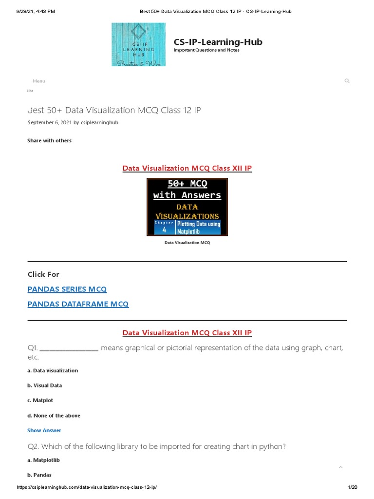 Best 50 Data Visualization MCQ Class 12 IP - CS-IP-Learning-Hub ...