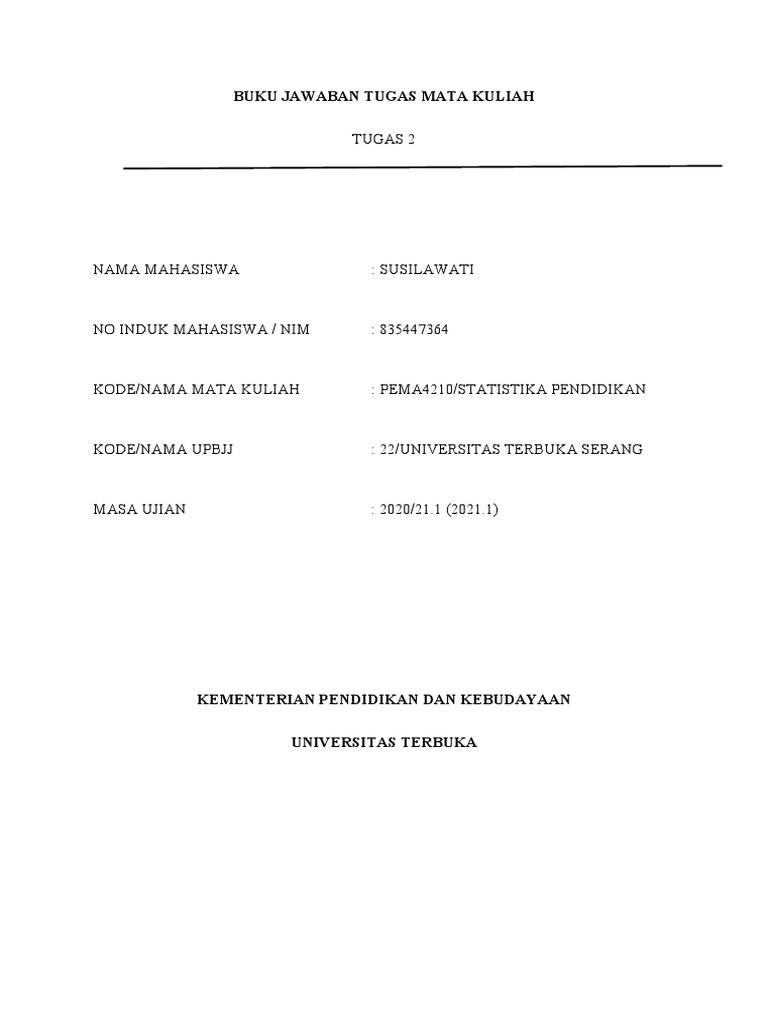 Buku Jawaban Tugas Mata Kuliah | PDF