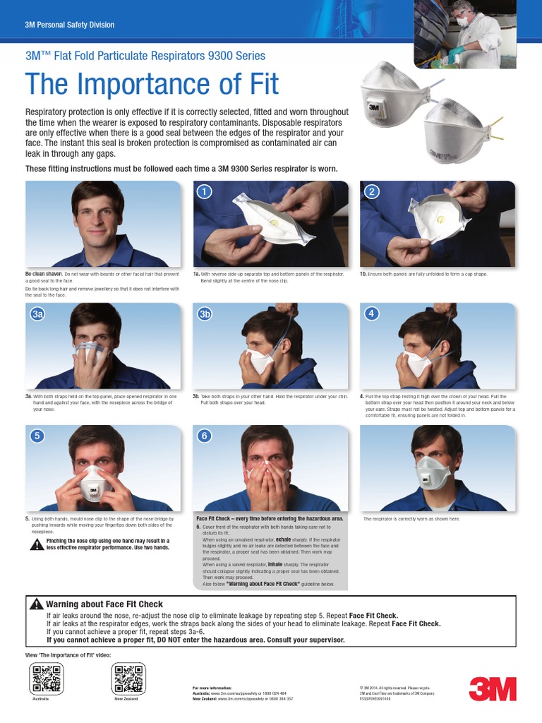 3M Flat Fold Respirator 9300 Series Fit Poster | PDF | Occupational ...