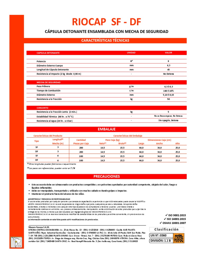 RIOCAP SF-FICHAS TECNICAS CORREGIDAS 2018-Final | PDF | Química ...