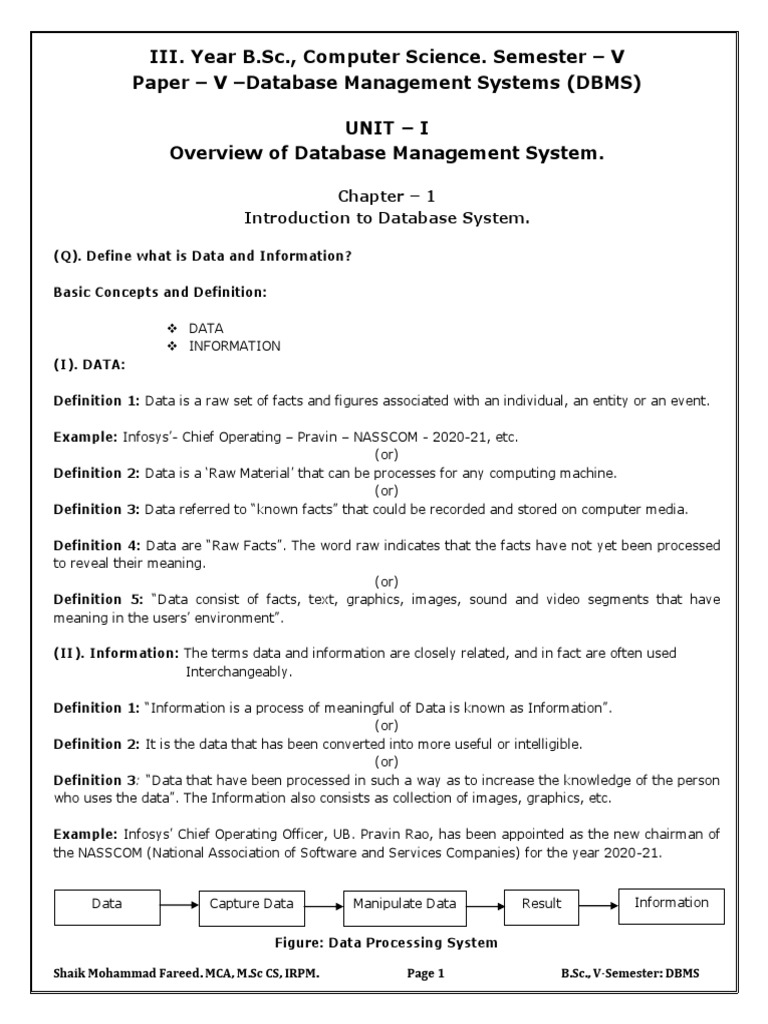 DBMS BSC V Sem 31-Dec-2020 Unit-5 Complet Pages 178 N1 | PDF | Databases | Client–Server Model