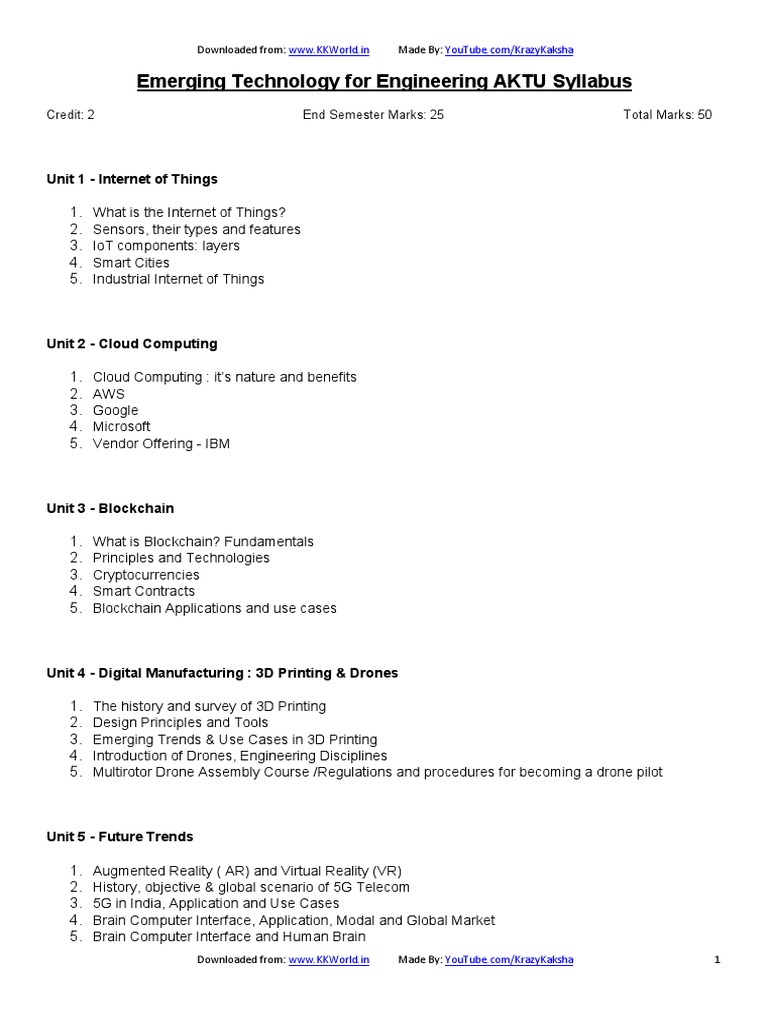 Emerging Tech AKTU Syllabus | PDF
