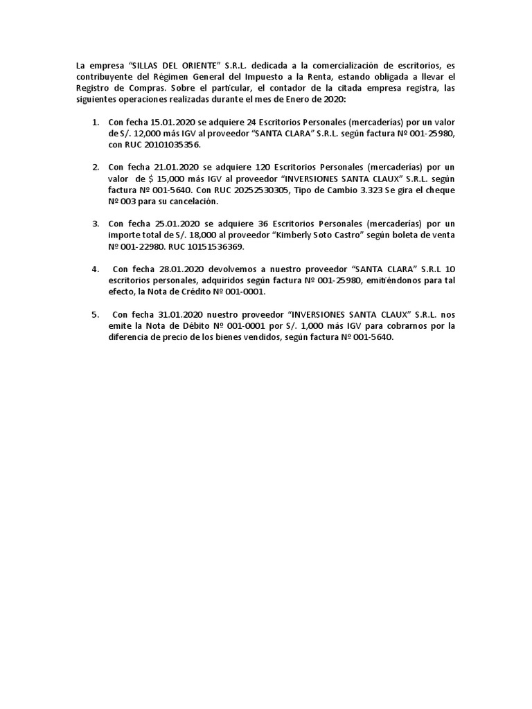 Caso Práctico Registro de Compras | PDF