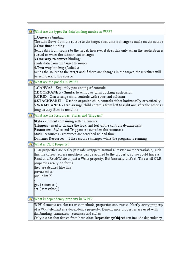 What Are The Types For Data Binding Modes in WPF? | Download Free PDF | Extensible Application ...