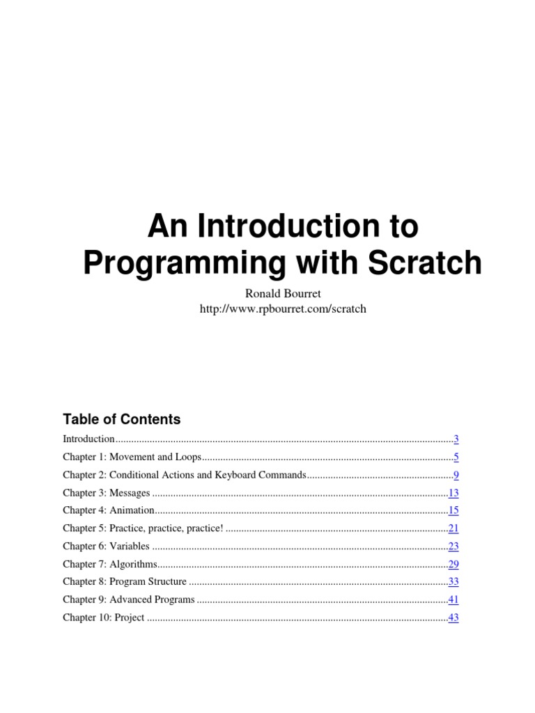An Introduction To Programming With Scratch: Ronald Bourret | PDF | Scratch (Programming ...