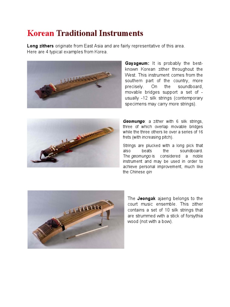 Korean: Traditional Instruments | PDF | String Instruments | Flute