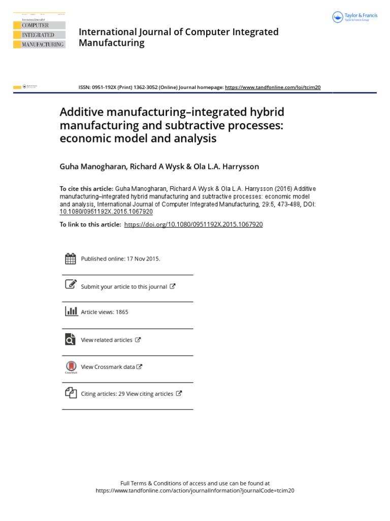 Additive Manufacturing Integrated Hybrid Manufacturing and Subtractive ...