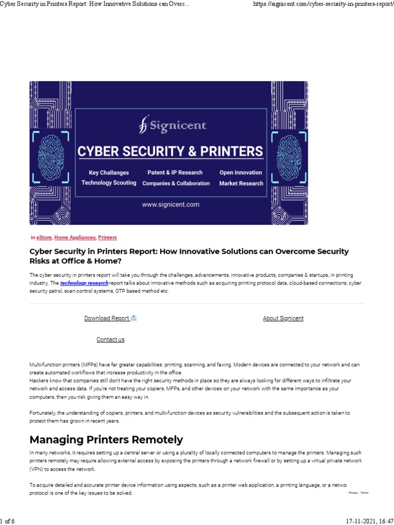 Cyber Security in Printers Report: How Innovative Solutions Can ...