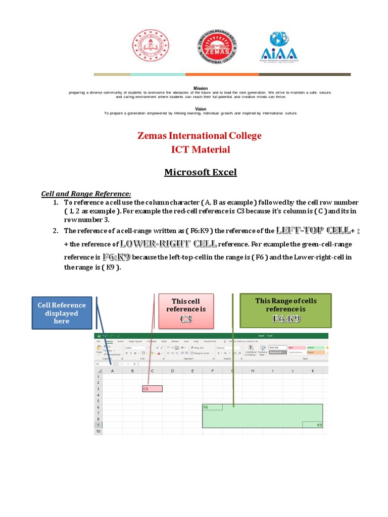Zemas International College ICT Material: Microsoft Excel | PDF | Microsoft Excel | Typography