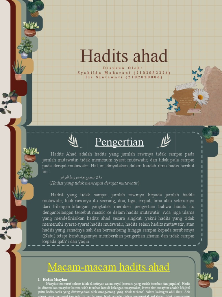 Pengertian dan Macam Hadits Ahad | PDF | Ilmu Sosial | Filsafat