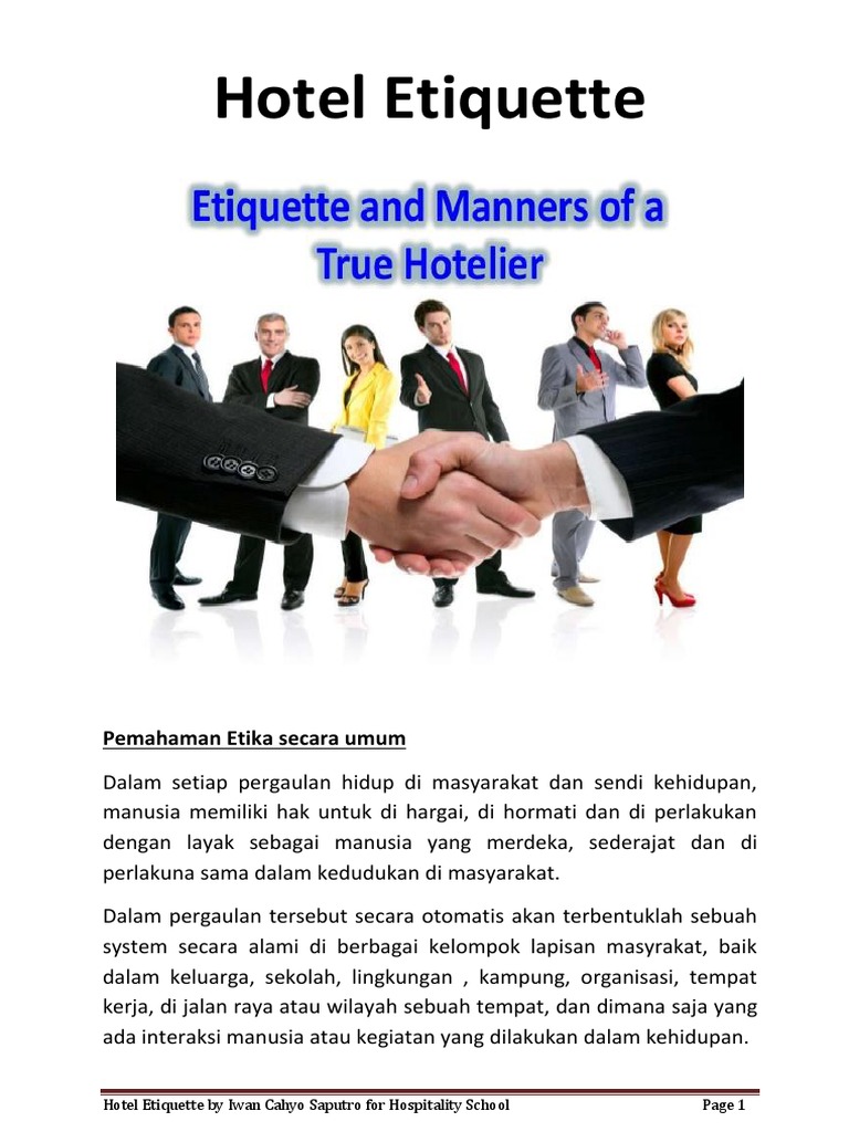 Hotel Etiquette by Iwan Cahyo Saputro | PDF | Karier & Perkembangan