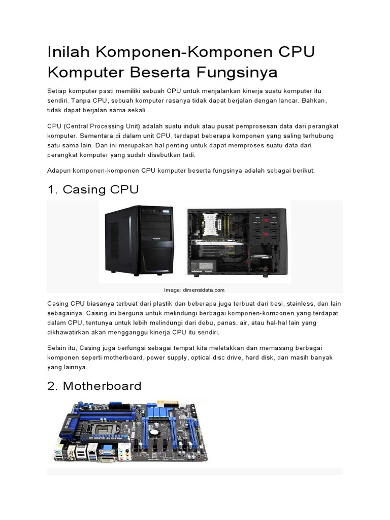 Inilah Komponen CPU | PDF | Game & Aktivitas | Komputer