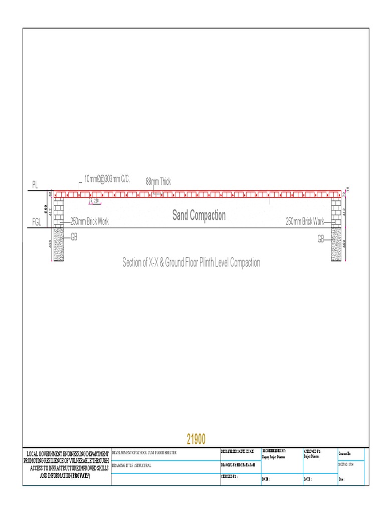 Sand Compaction: Section of X-X & Ground Floor Plinth Level Compaction ...
