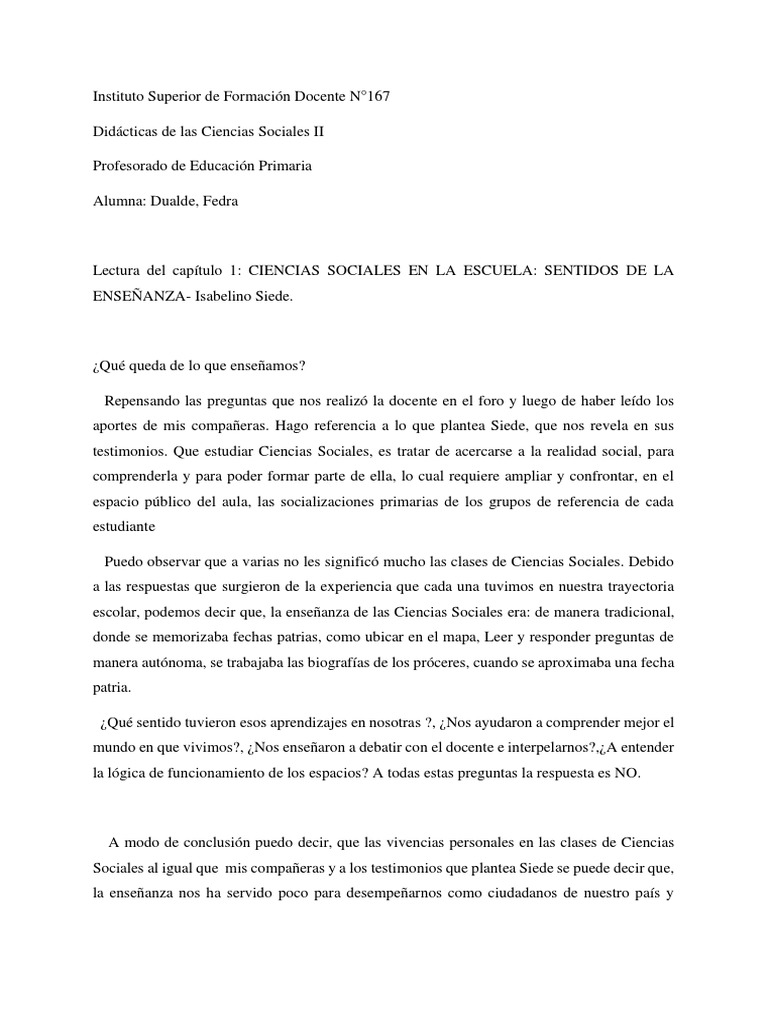 Lectura Cap 1 Isabelino Siede Cs. Soc en La Escuela | PDF | Maestros ...