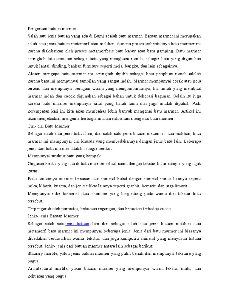 Panduan Lengkap Batuan Marmer | PDF