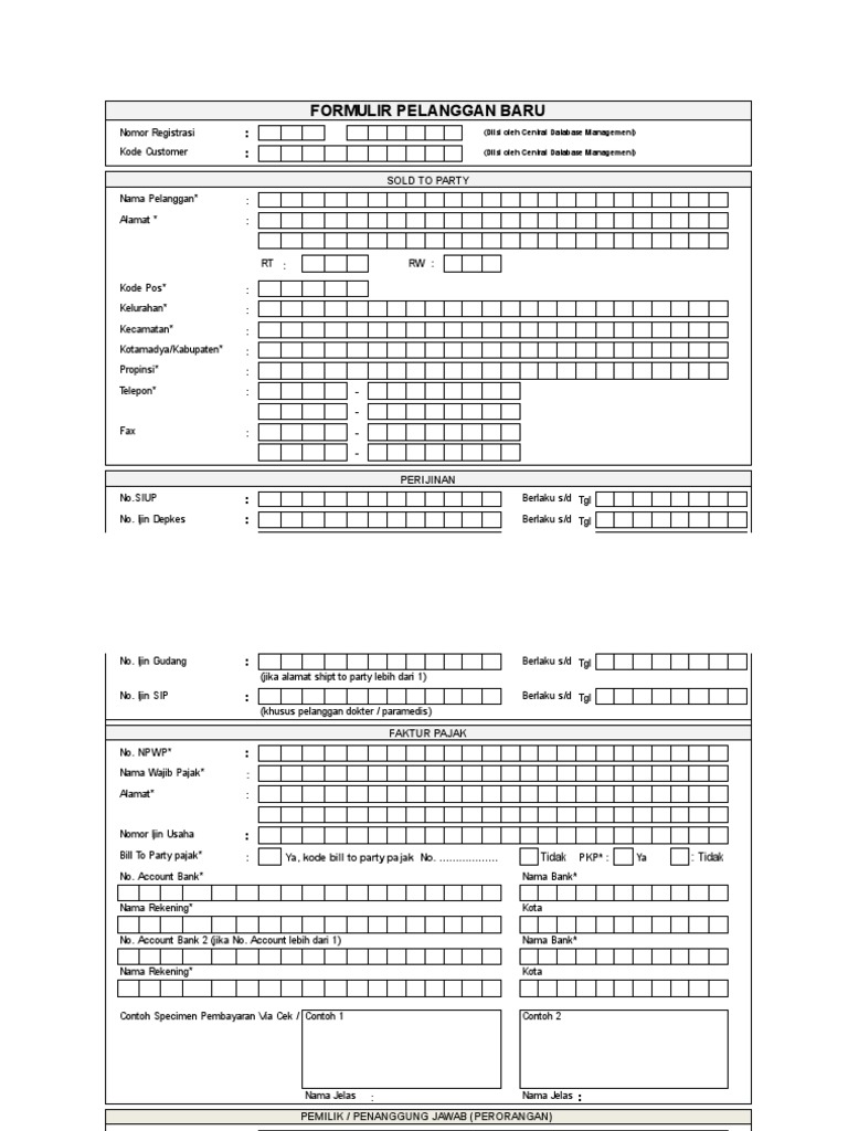 Formulir Pelanggan Baru | PDF