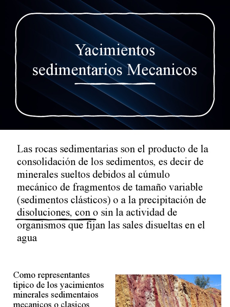 Yacimientos Sedimentarios Mecánicos | PDF | Roca (geología) | Agua