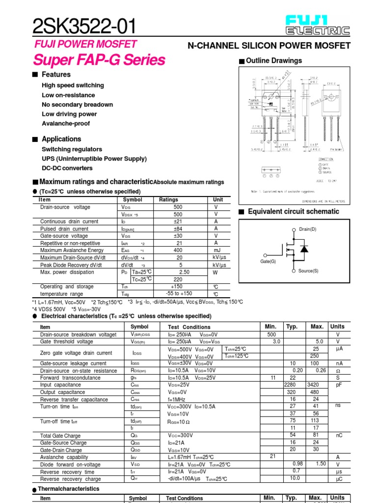 Power MOSFET Specifications | PDF | Mosfet | Power Electronics