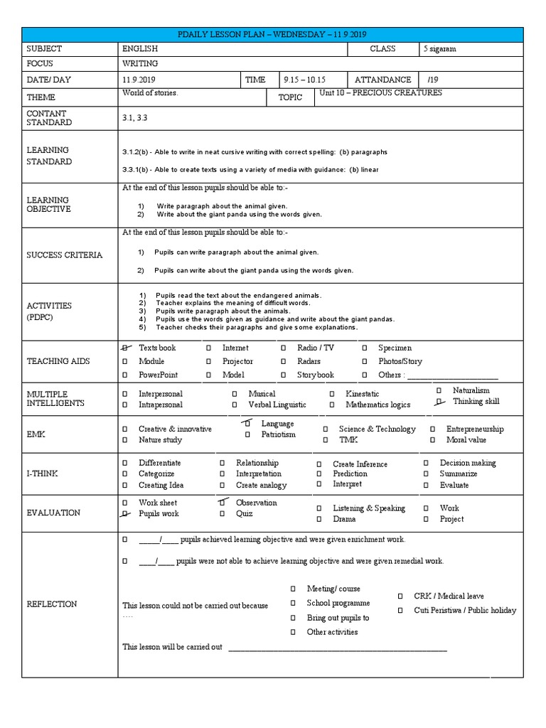 5th Grade English Lesson Plans | PDF | Teachers | Analogy