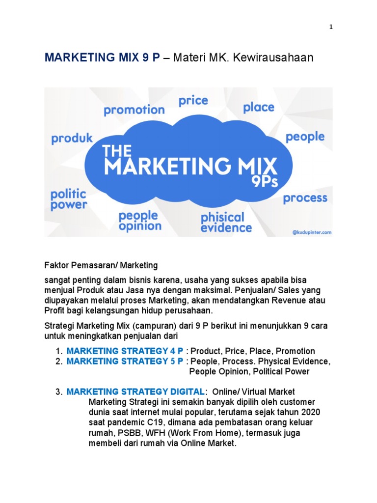3 Materi MARKETING MIX 9P | PDF | Bisnis