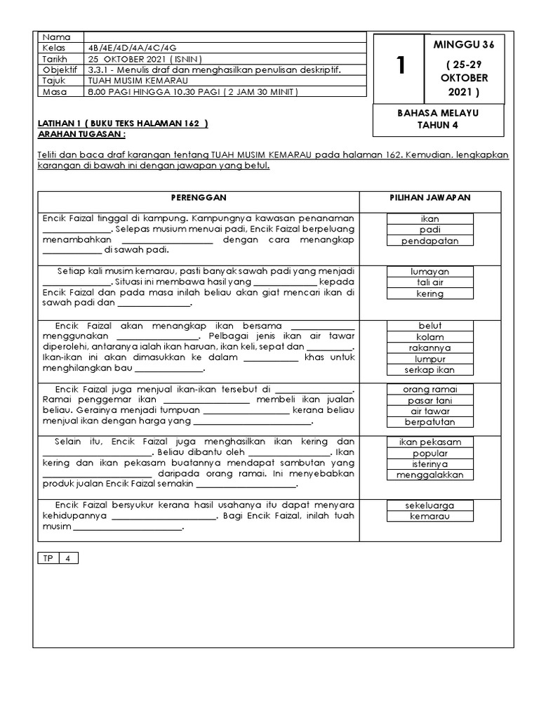 Minggu 36 Isnin Khamis | PDF