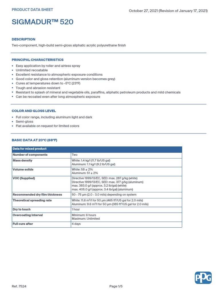 Sigmadur™ 520: Product Data Sheet | PDF | Legal Liability | Epoxy