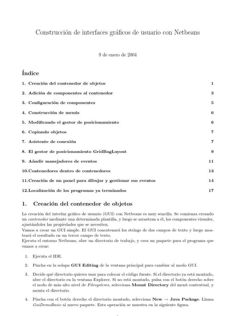 Creando Interfaces Gráficas De Usuario Con Netbeans Pdf Java