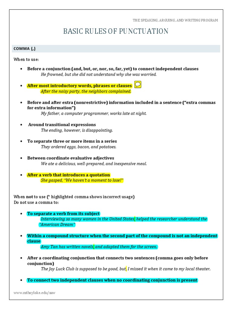 Punctuation Guide for Writers | PDF | Comma | Punctuation