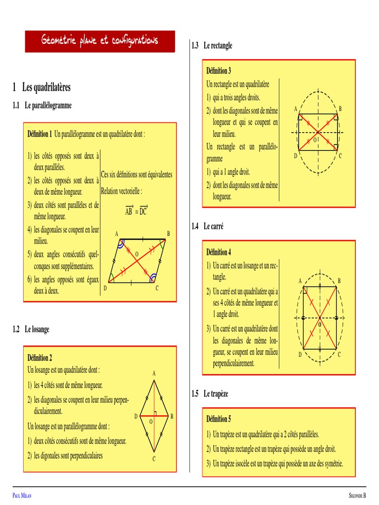 Quadrilatères et Triangles : Définitions et Propriétés | PDF | Triangle ...