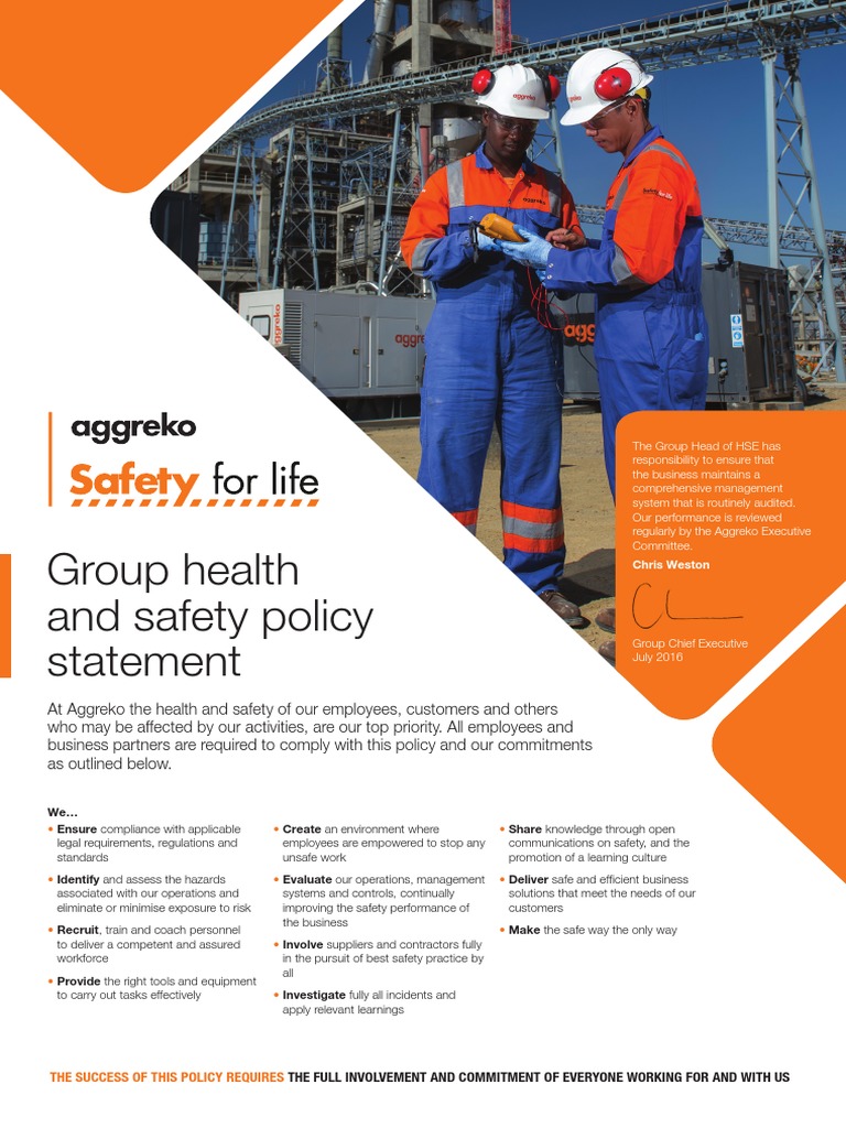 Global HSE Policy Statement English | PDF | Safety | Occupational ...