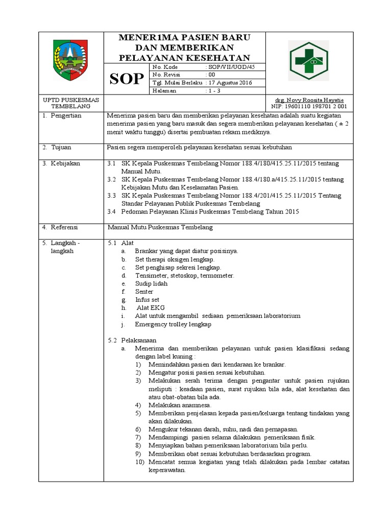 45 Sop Menerima Pasien Baru Dan Memberikan Pelayanan Kesehatan | PDF