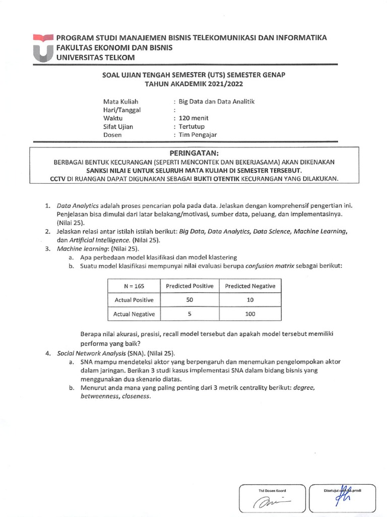 Soal UTS Big Data Dan Data Analitik | PDF