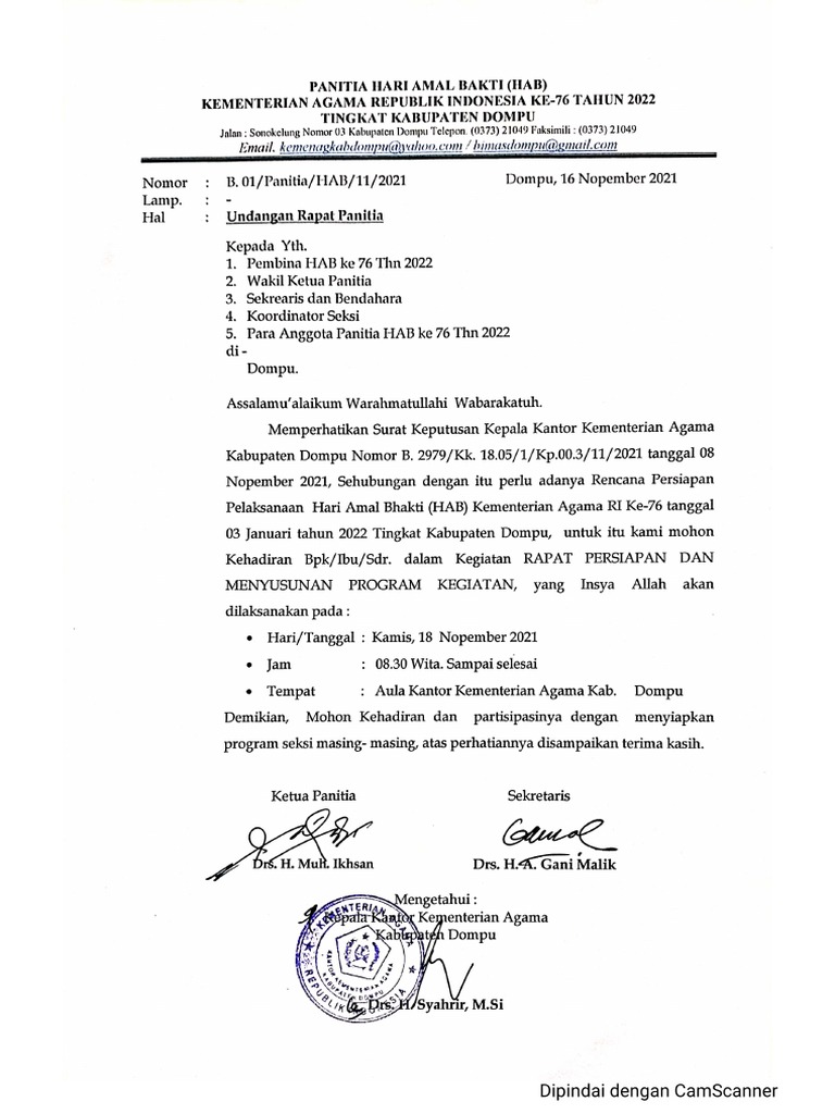 Undangan Rapat Panitia | PDF