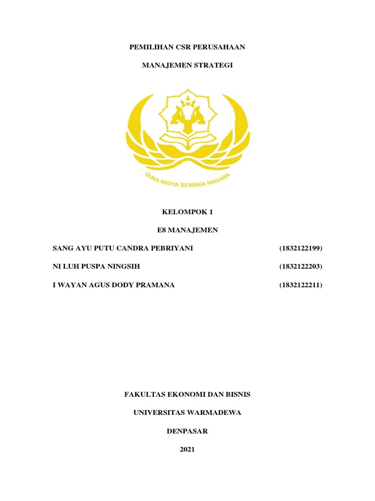 Tugas Pemilihan CSR Perusahaan (Kelompok 1) | PDF