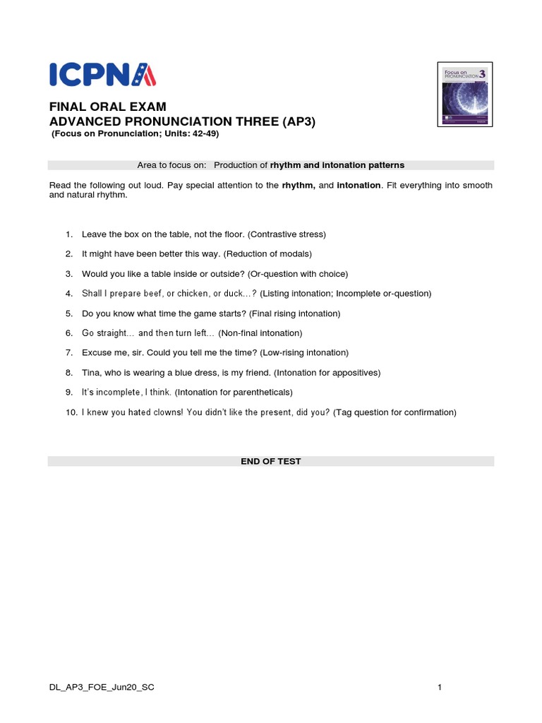 AP3 Final Oral Exam - June 2020 | PDF | Language Arts & Discipline